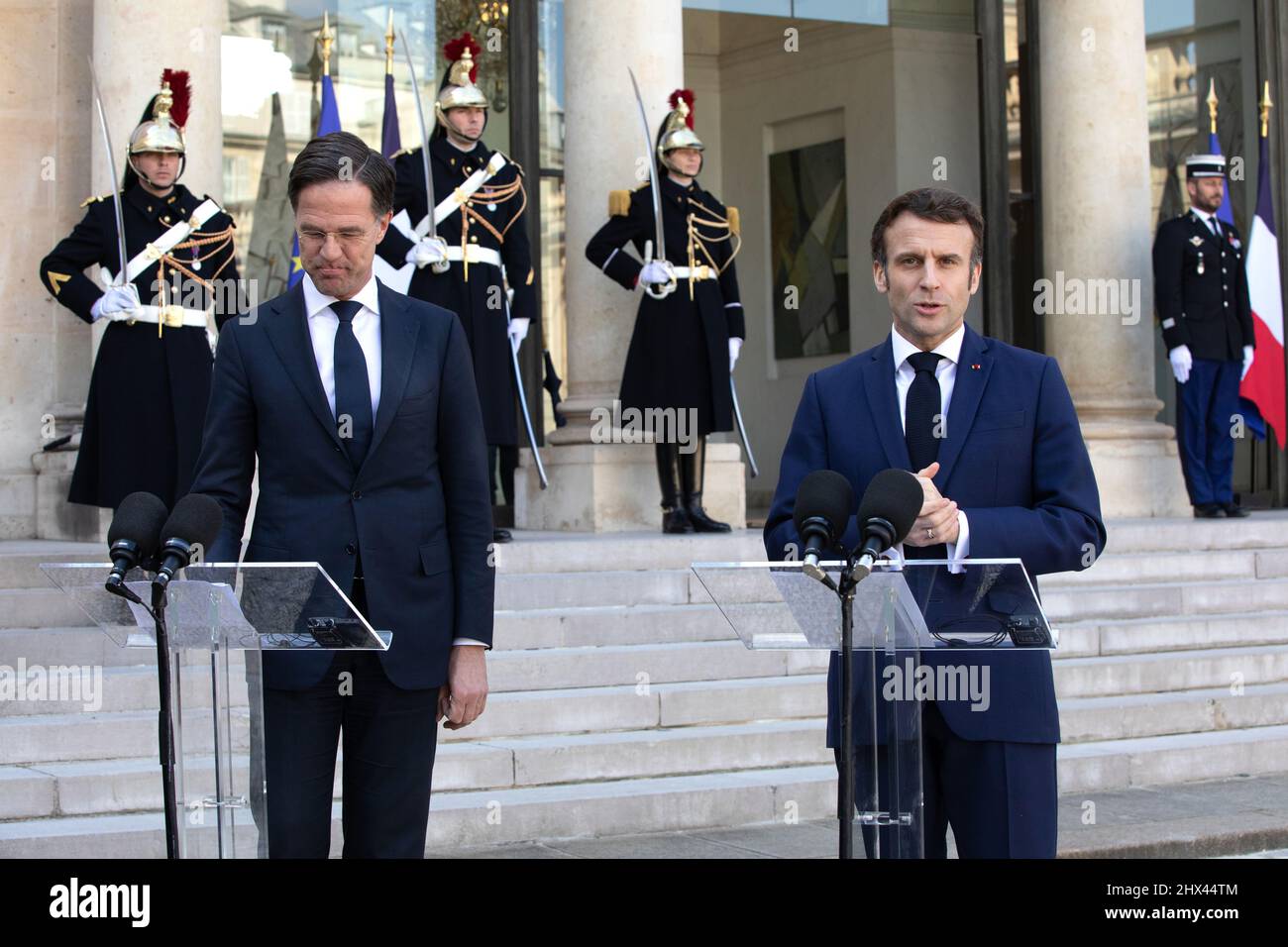 Paris, France the 9th March 2022, Working lunch between Mark Rutte ...