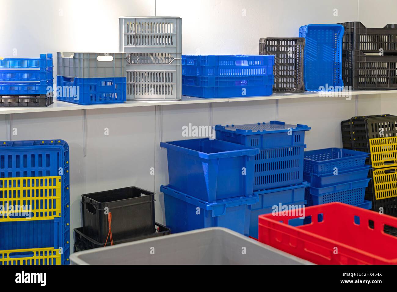 Plastic Crates and Boxes for Shipping Transport Delivery Stock Photo ...