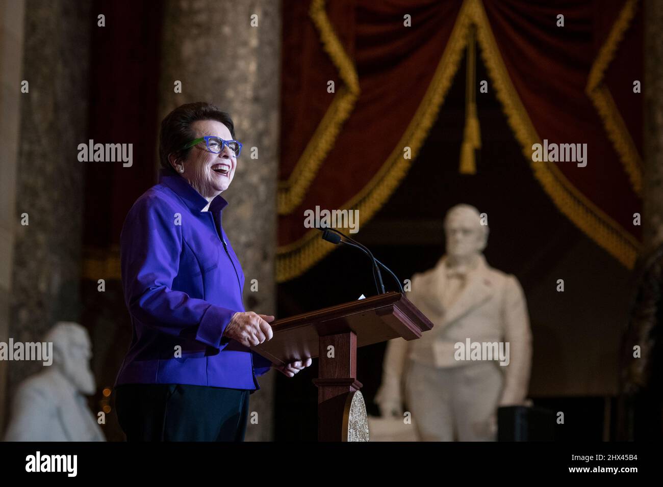 Tennis legend Billy Jean King offers remarks during an annual Women's ...