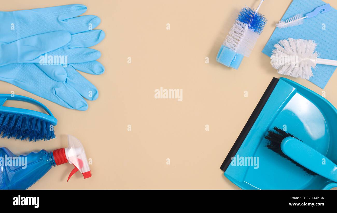 Zero waste cleaning tools composition on pastel beige background with ...