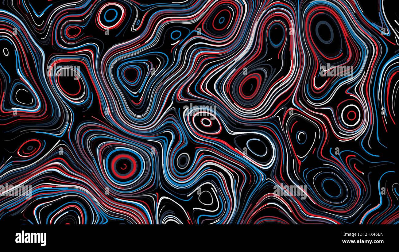 Abstract colored moving curved lines forming many different shapes on ...