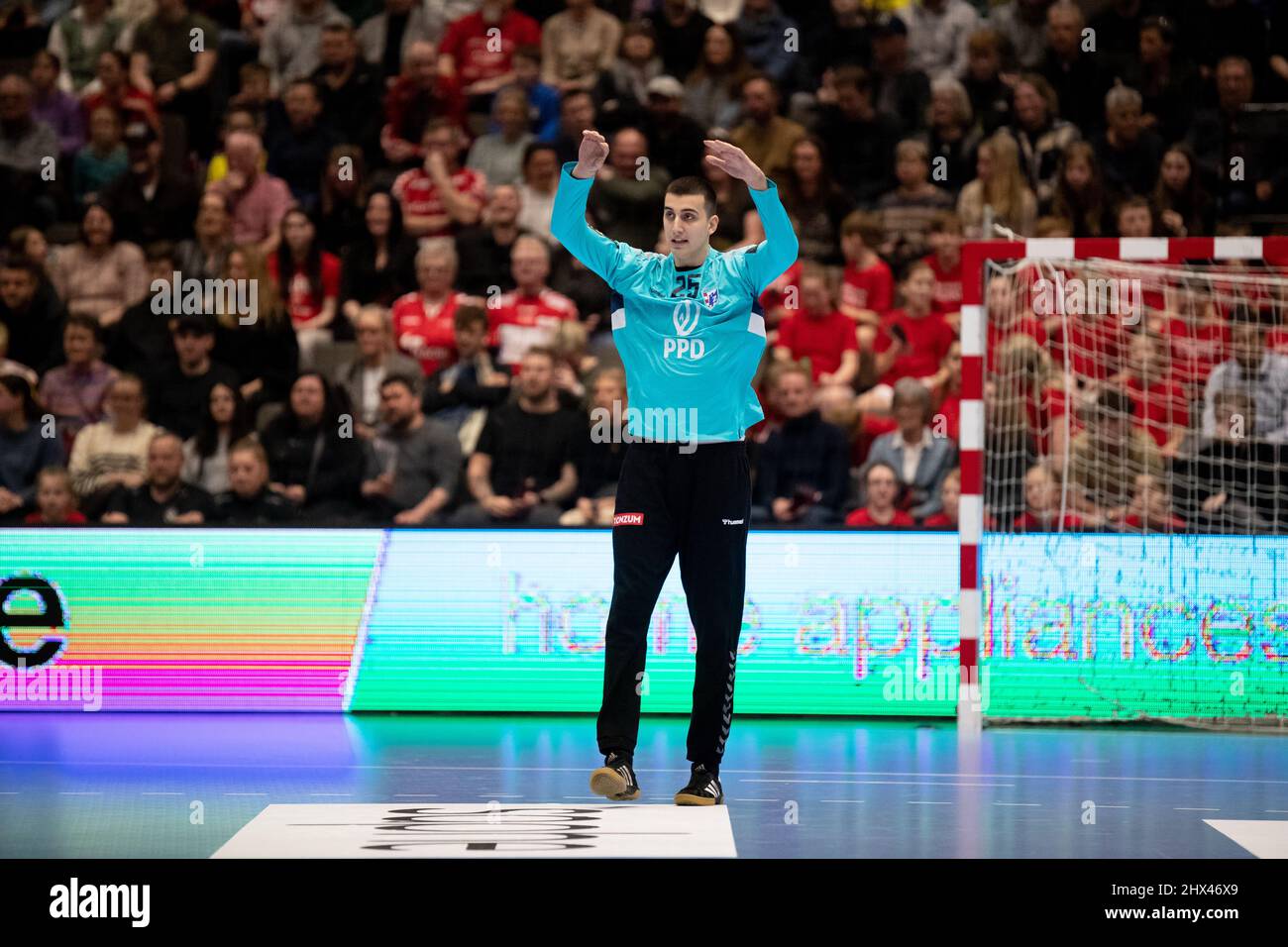Aalborg, Denmark. 09th Mar, 2022. Matej Mandic (25) of HC PPD Zagreb ...