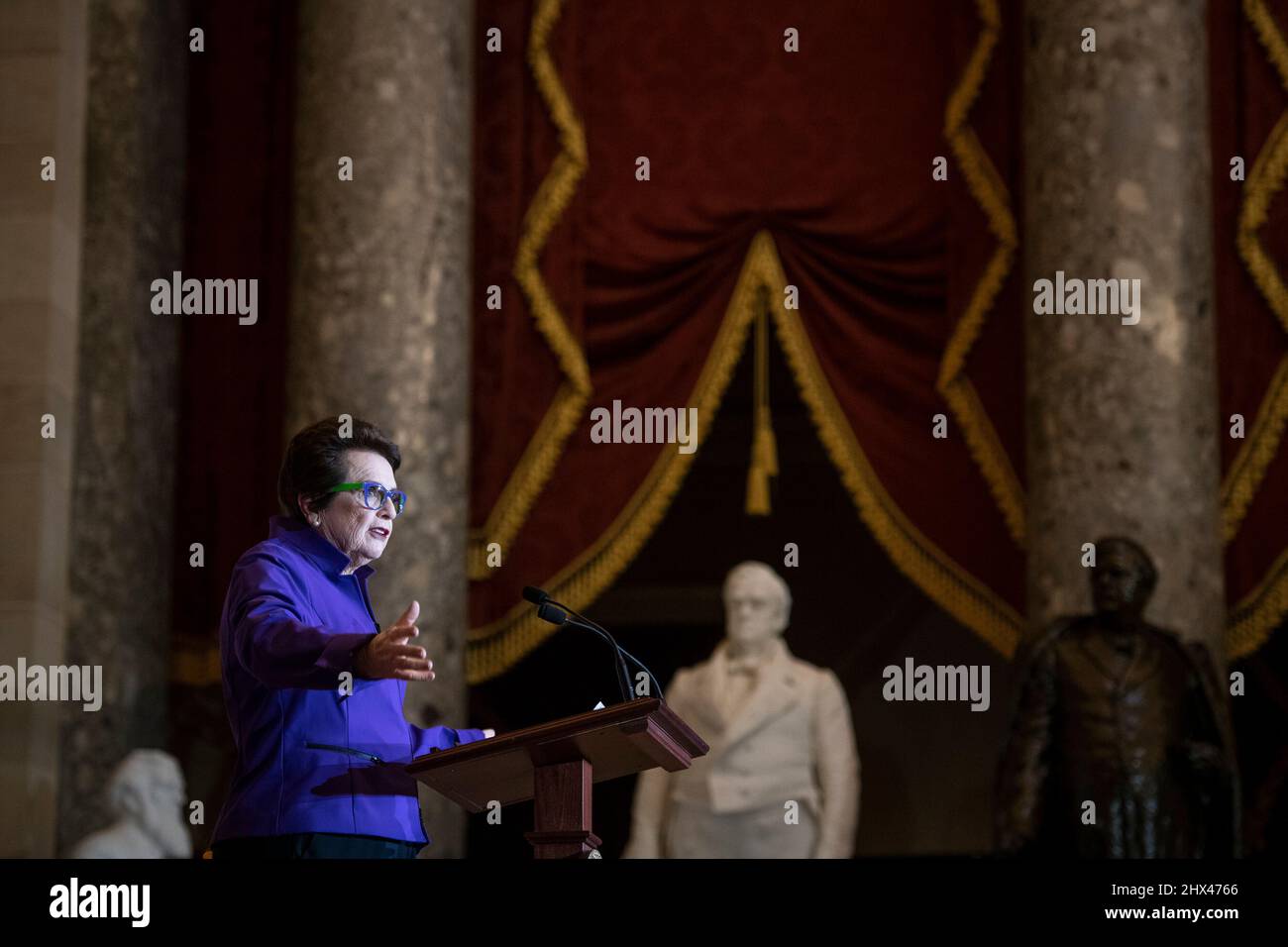 Tennis legend Billy Jean King offers remarks during an annual Women's ...