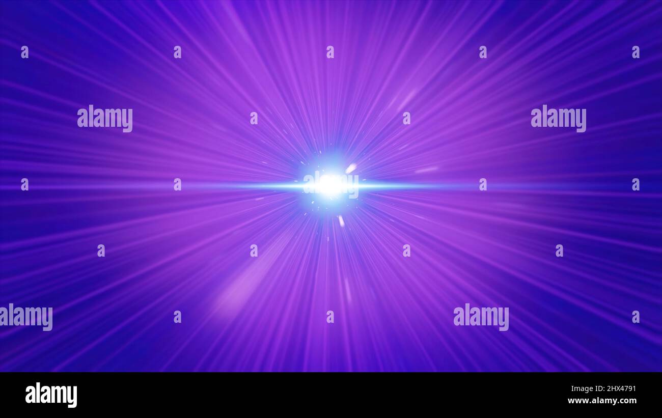 Crazy fast flight in hyperspace of space among nebulae and purple stars ...