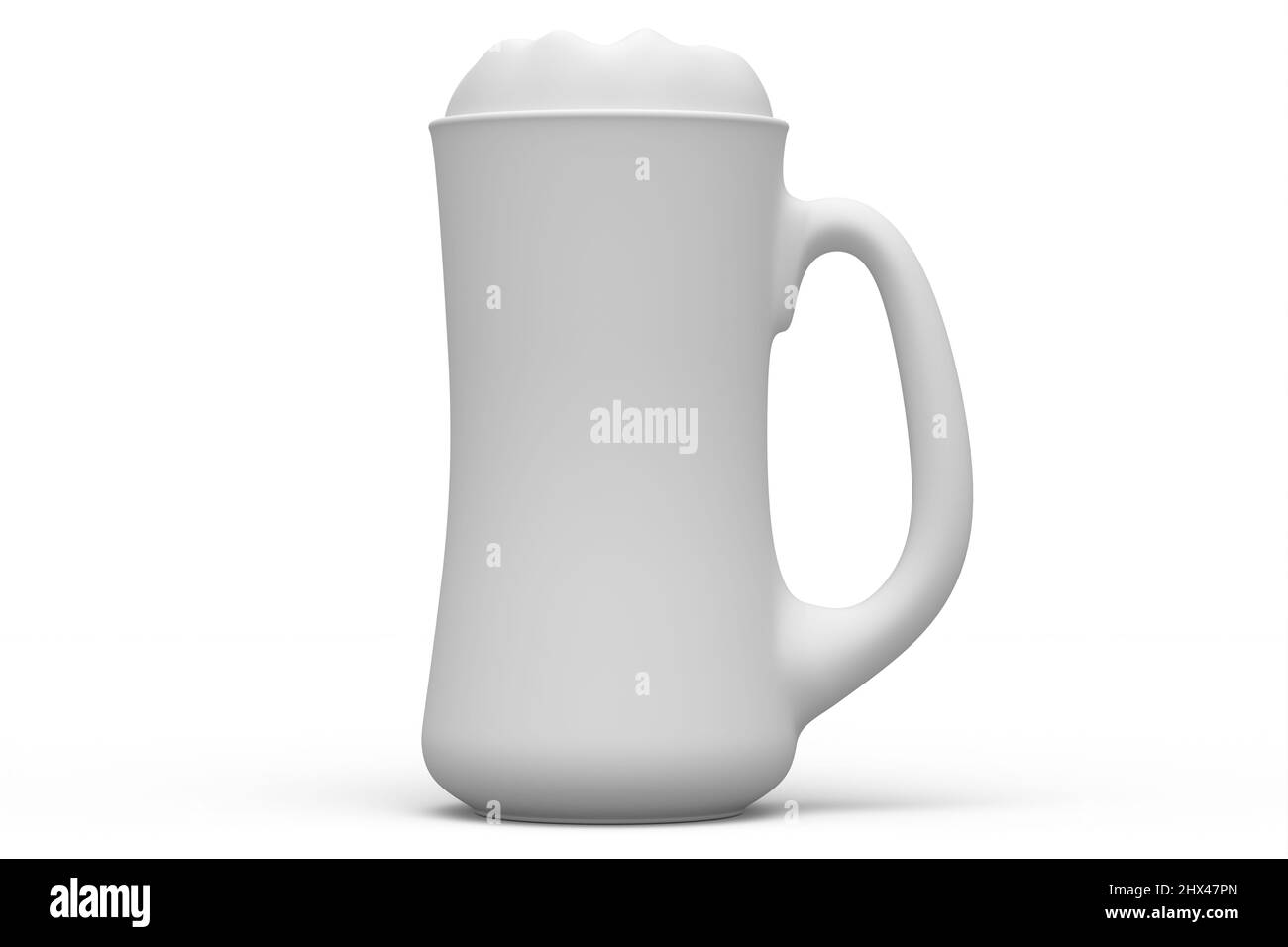 Frosty glass of fresh draft beer isolated on a white monochrome ...