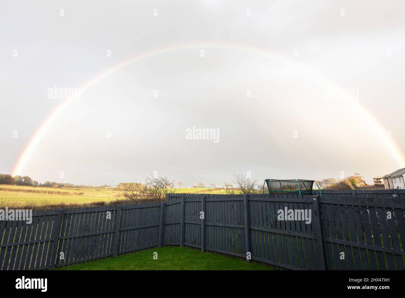 Colourful Rainbow over the Perceton Fields in Irvine Scotland Stock ...