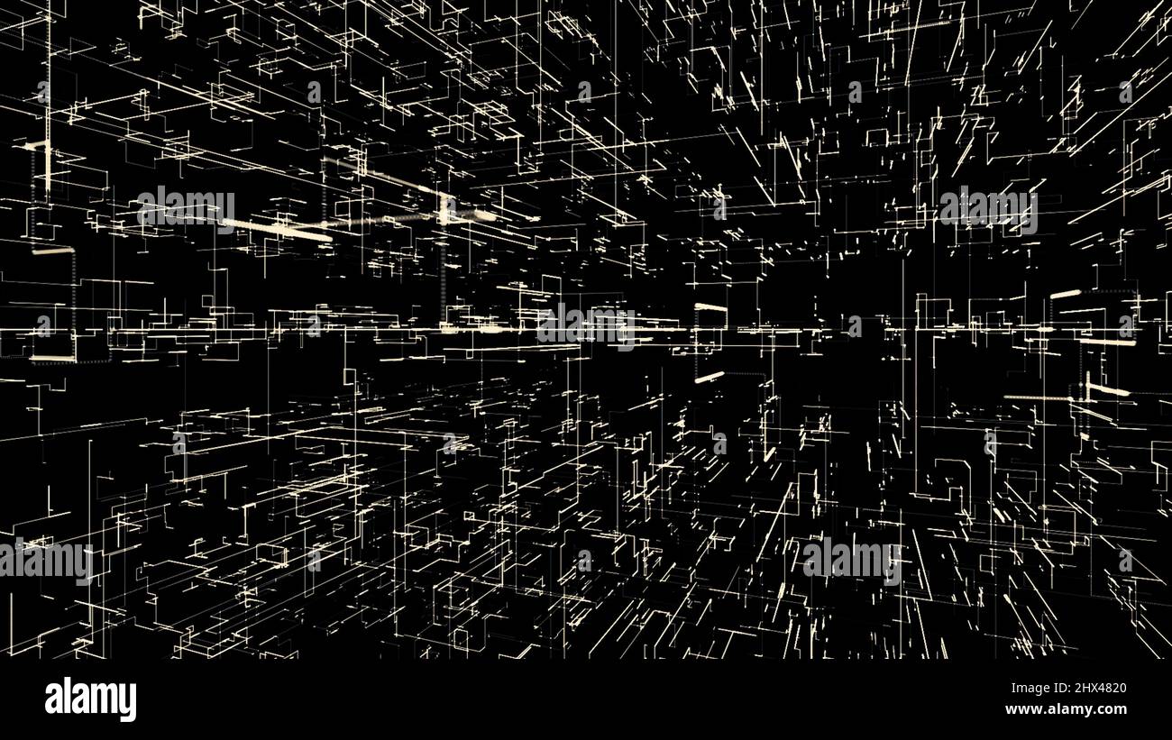 3D futuristic background of endless beige connected short lines ...
