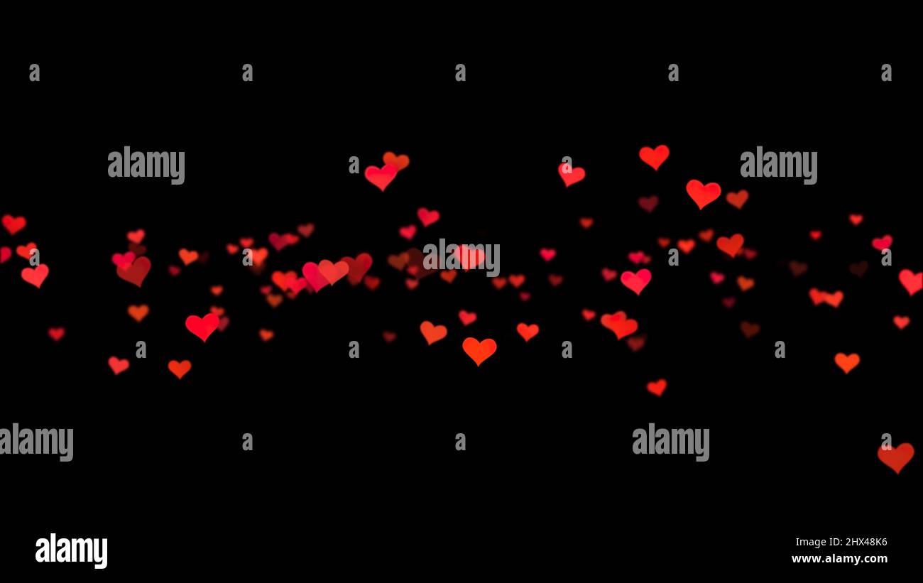 Red and white hearts over a black backdrop. Valentine's day motion background loop. Red small ...