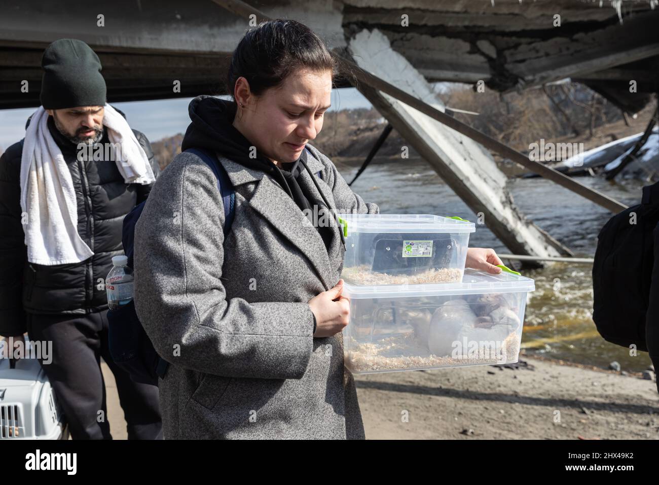 IRPIN, UKRAINE - Mar. 09, 2022: War in Ukraine. Thousands of residents ...