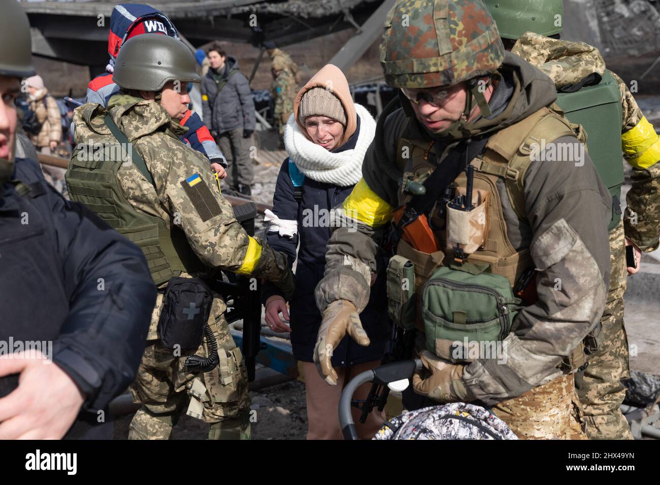 IRPIN, UKRAINE - Mar. 09, 2022: War in Ukraine. Thousands of residents ...