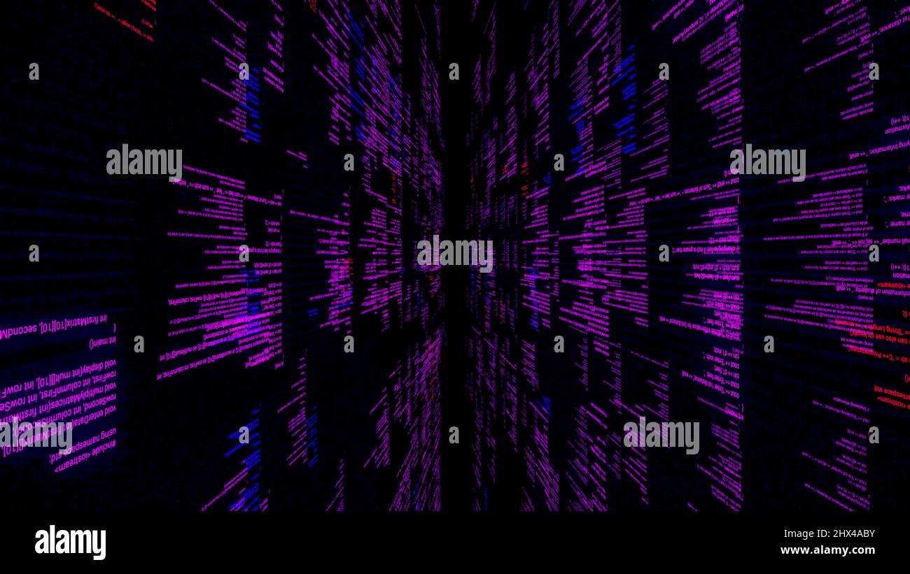 Abstract Digital Data Processing On Black Background Seamless Loop Digitally Generated Global