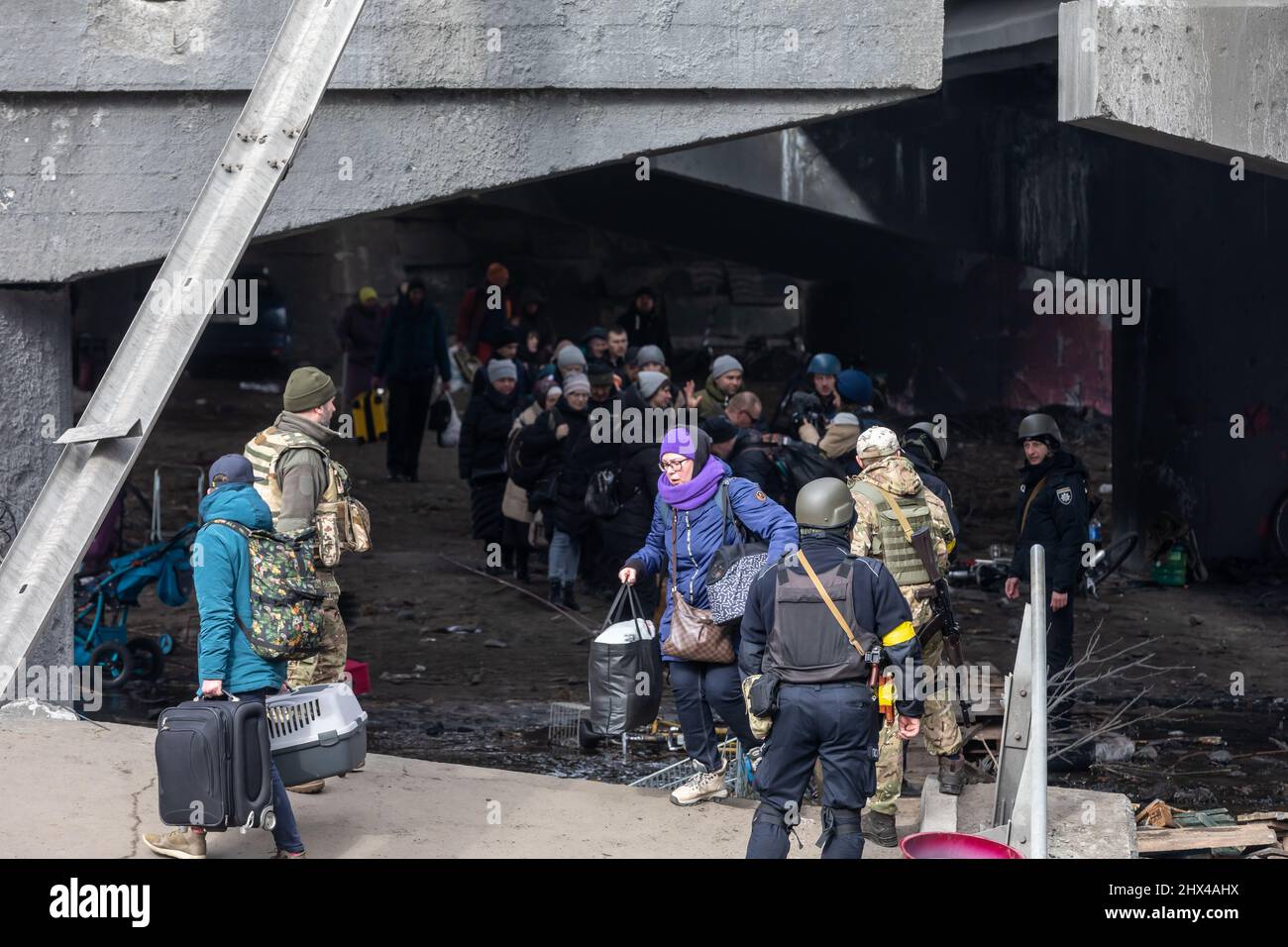 IRPIN, UKRAINE - Mar. 09, 2022: War in Ukraine. Thousands of residents ...