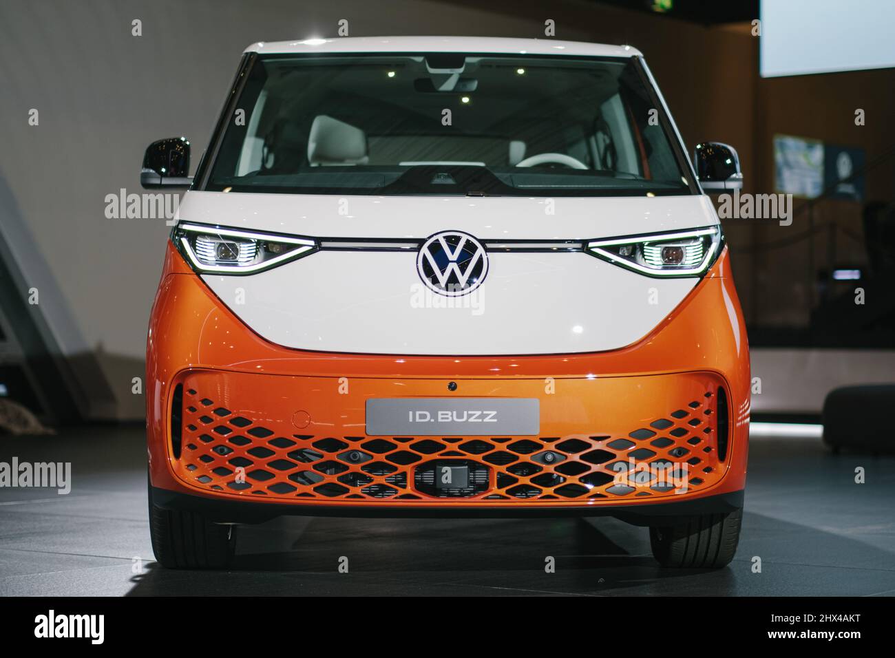 Wolfsburg, Germany. 09th Mar, 2022. An electric Volkswagen ID.Buzz is ...