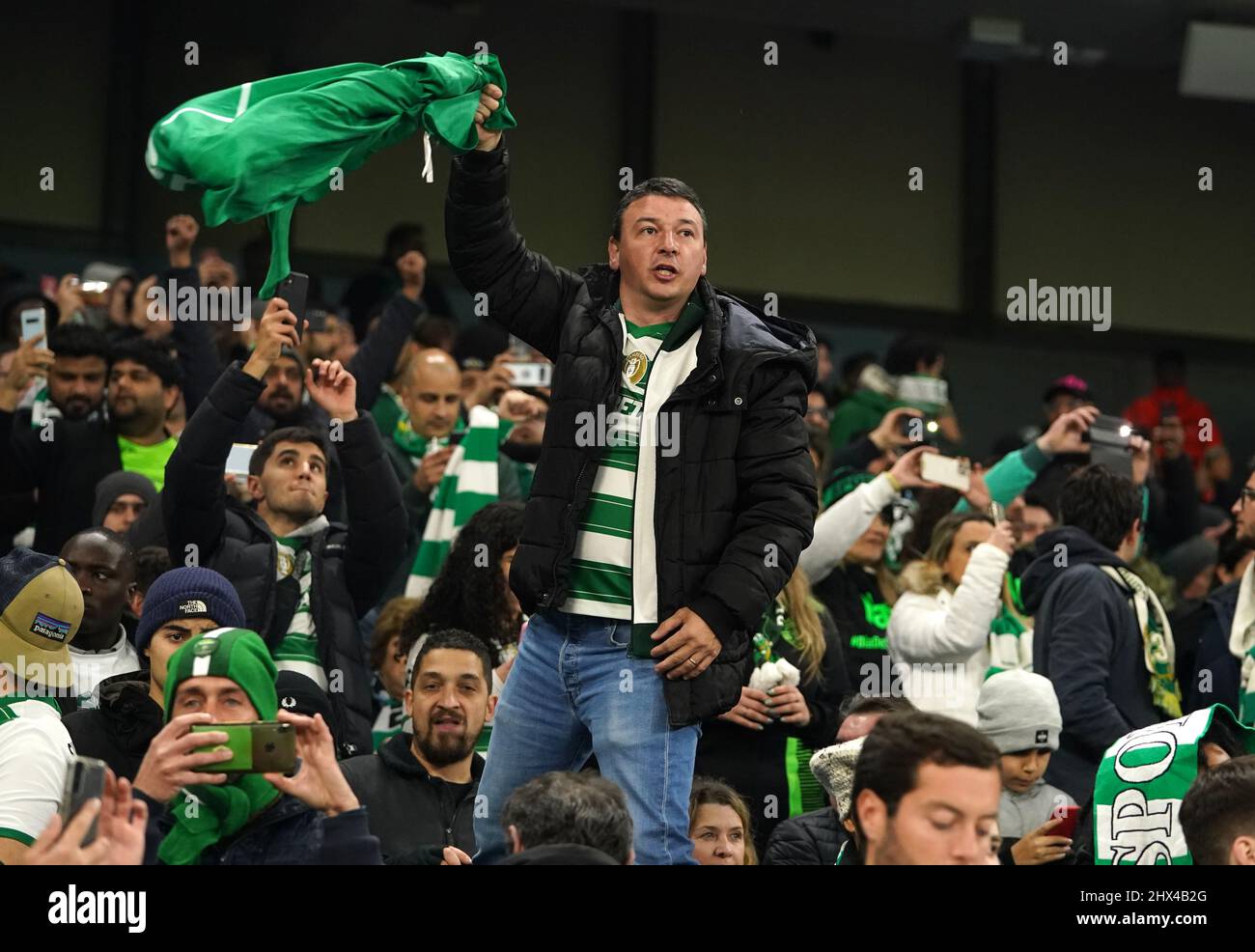 Sporting Lisbon fans show their support in the stands during the UEFA ...