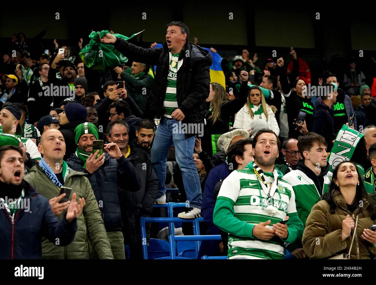 Sporting Lisbon fans show their support in the stands during the UEFA ...