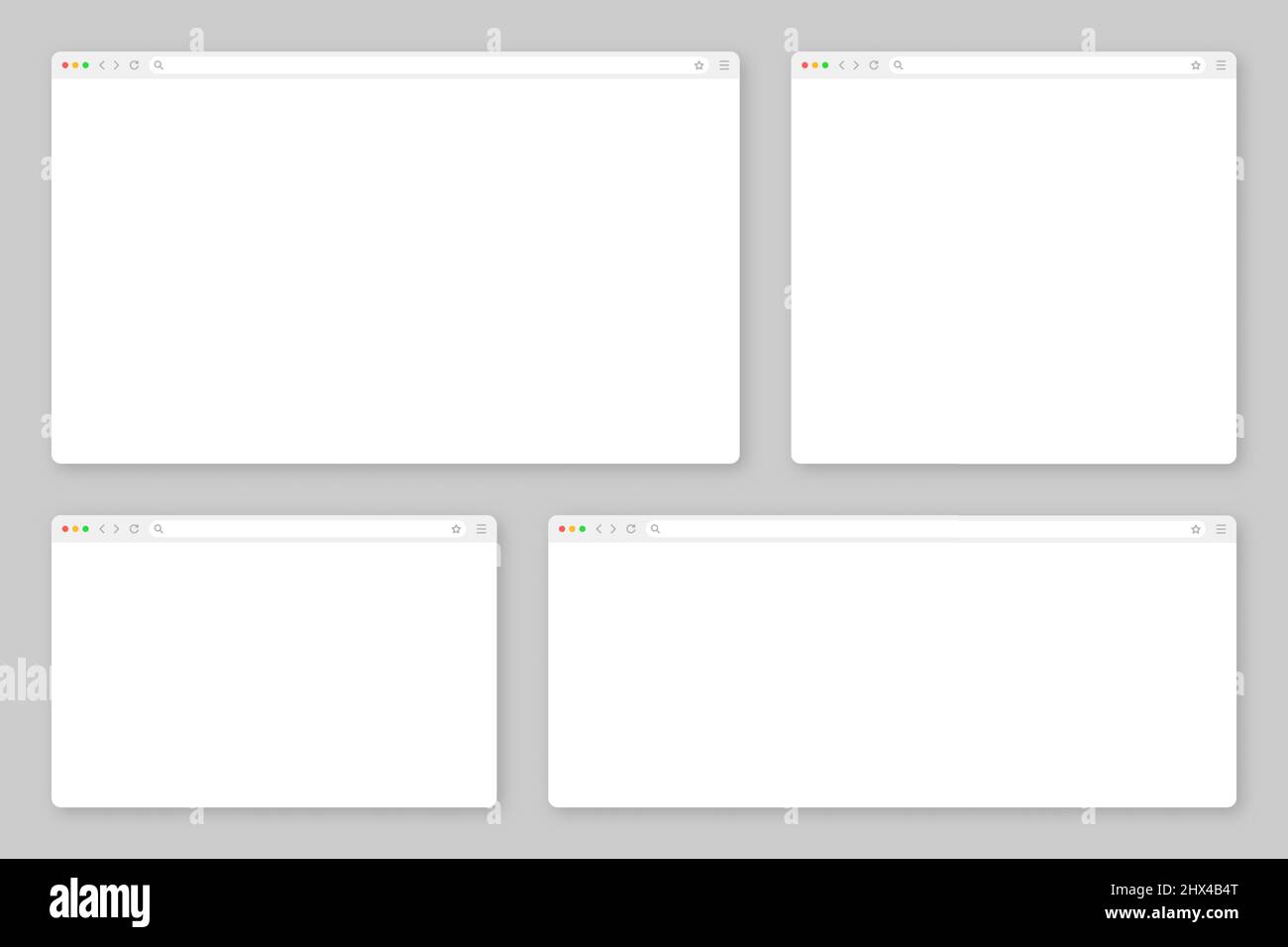 Blank web browser window with toolbar and search field. Modern website ...
