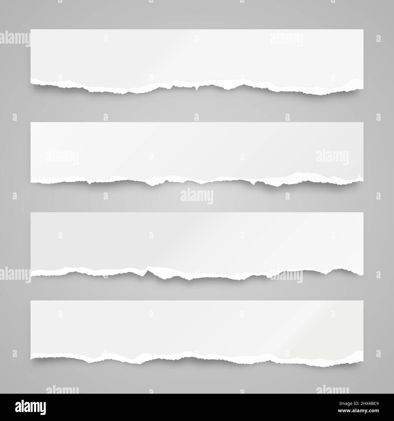 Ripped paper strips. Realistic crumpled paper scraps with torn edges ...