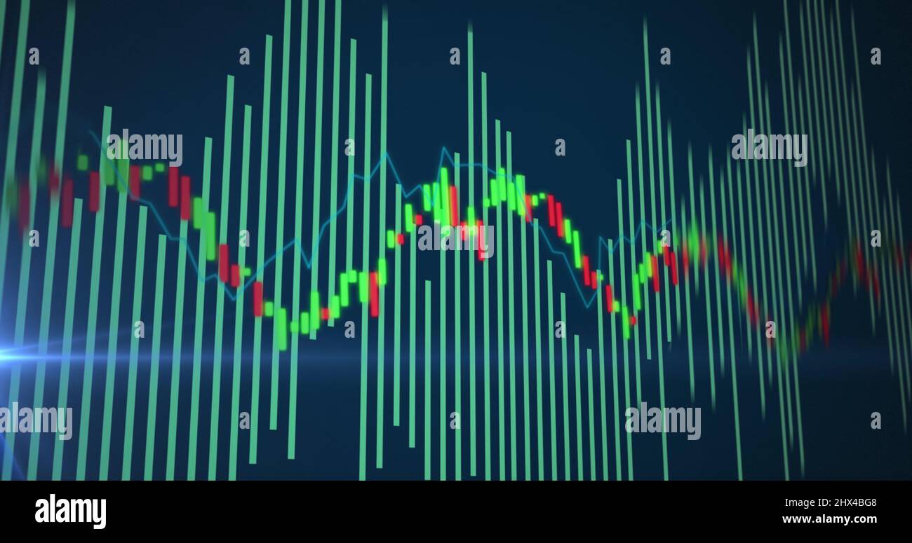 Image of data processing on blue background Stock Photo - Alamy
