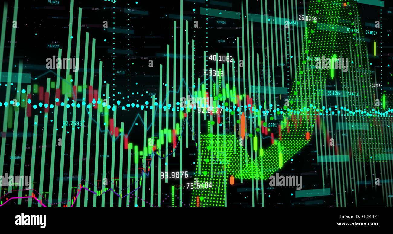 Image of data processing on black background Stock Photo - Alamy
