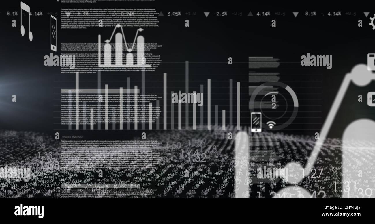 Image of data processing on black background Stock Photo - Alamy
