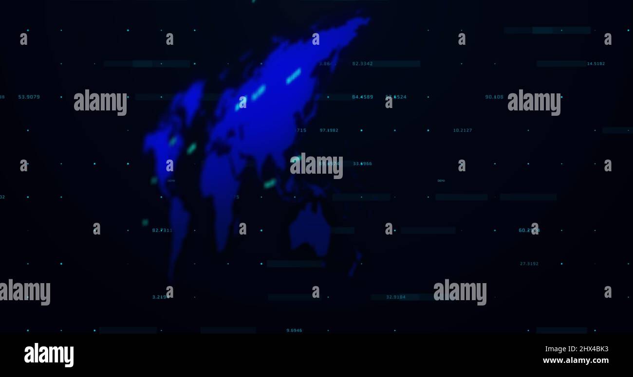 Image of data processing over world map Stock Photo - Alamy