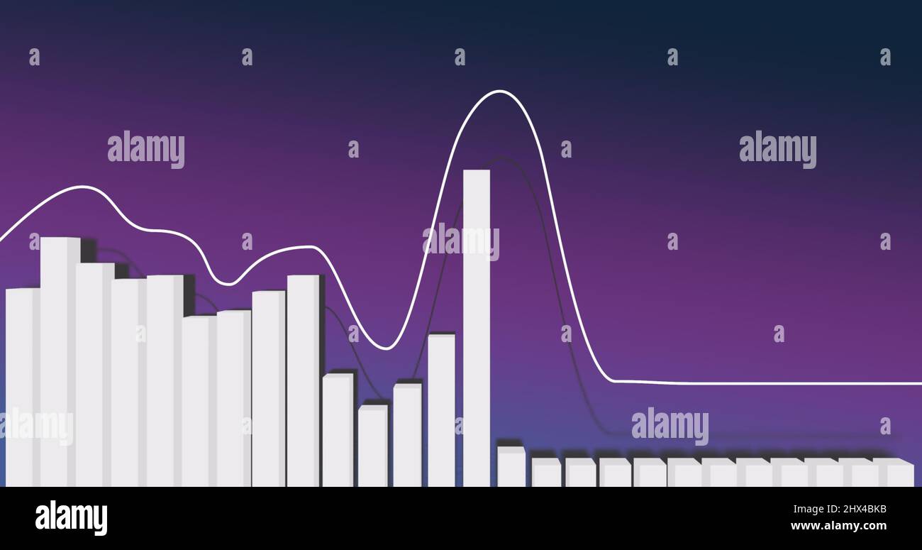 Image of data processing on purple background Stock Photo - Alamy