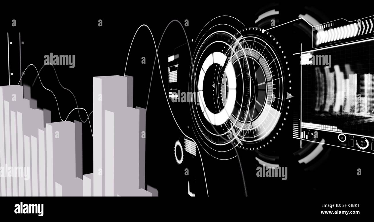 Image of data processing on black background Stock Photo - Alamy