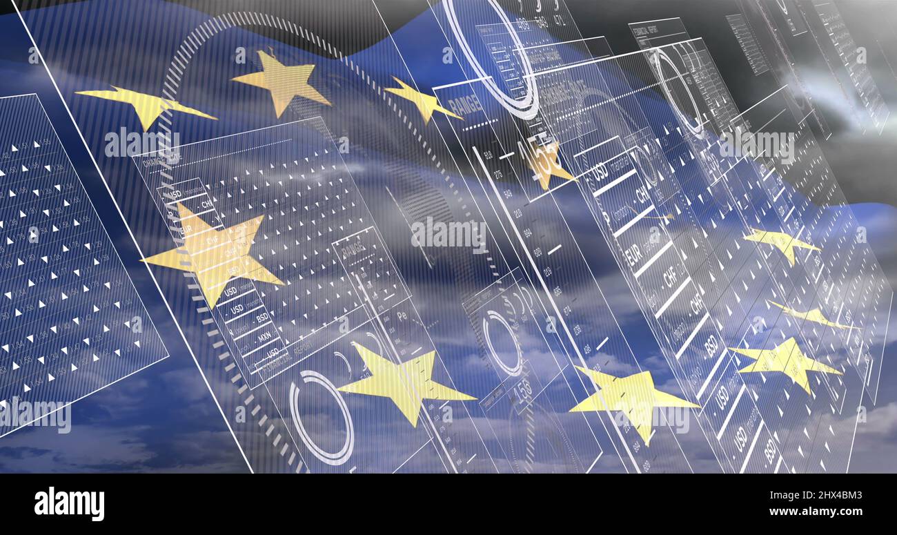 Image of european union flag and financial data processing Stock Photo ...