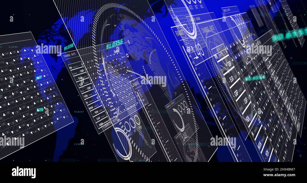 Image of data processing over world map Stock Photo - Alamy