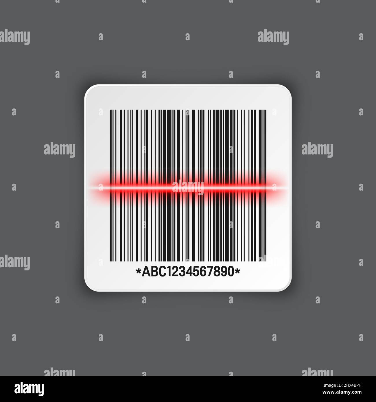 Realistic barcode sticker on gray background. Identification tracking ...