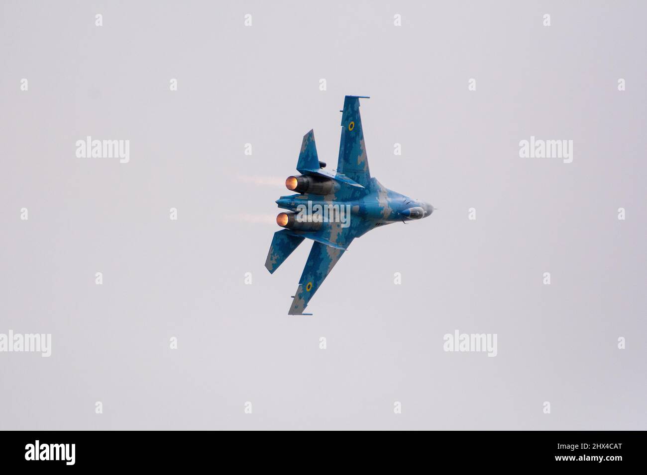 Ukrainian Air force Sukhoi SU-27 Flanker digital blue fighter jet plane ...