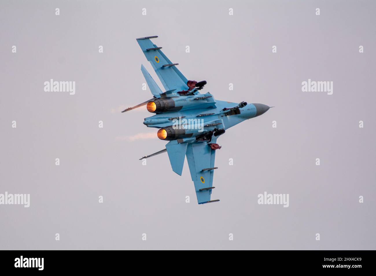 Ukrainian Air force Sukhoi SU-27 Flanker digital blue fighter jet plane ...