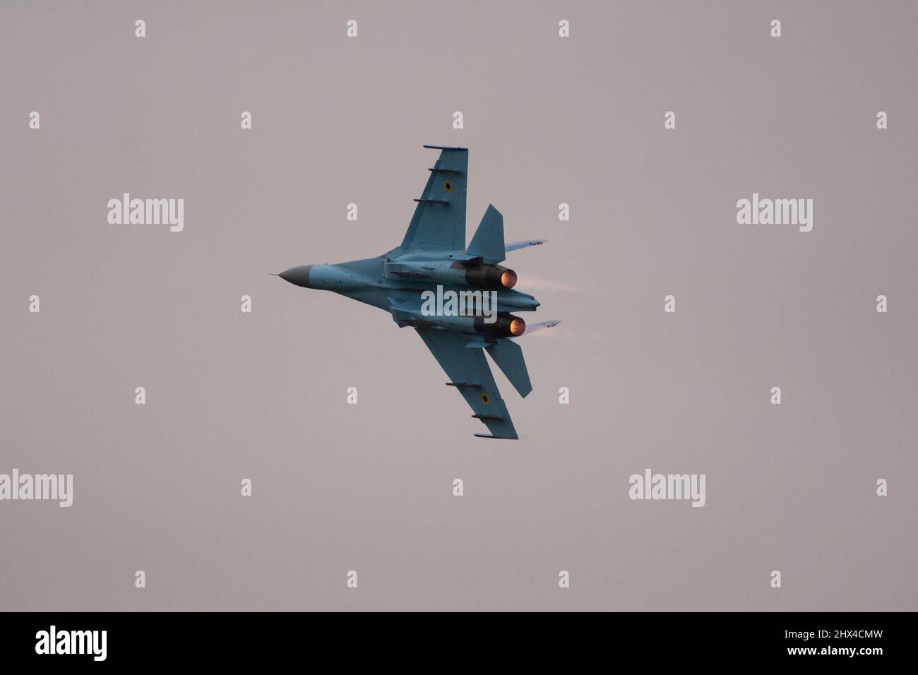 Ukrainian Air force Sukhoi SU-27 Flanker digital blue fighter jet plane ...