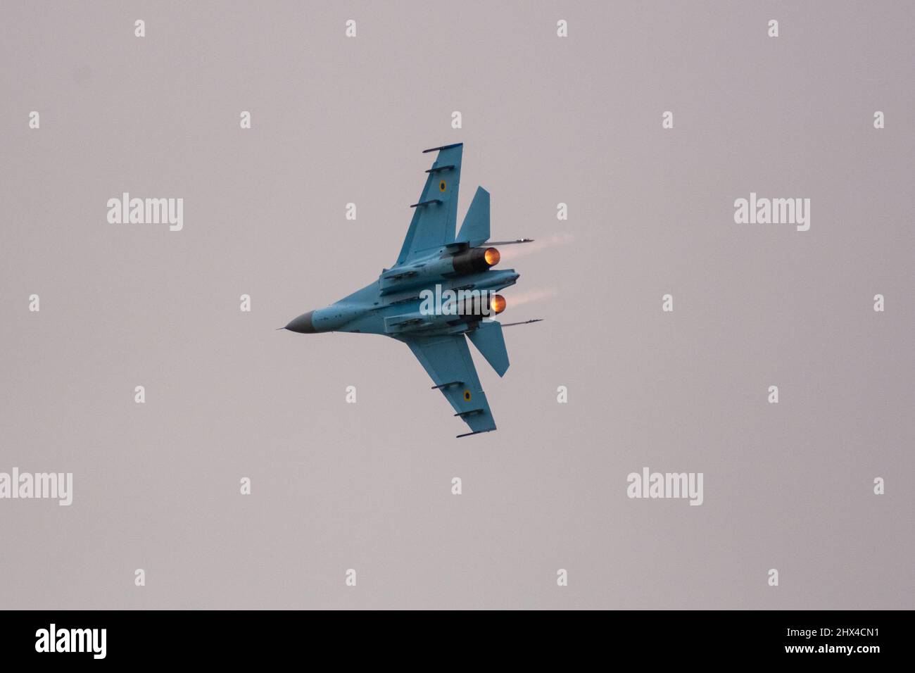 Ukrainian Air force Sukhoi SU-27 Flanker digital blue fighter jet plane ...