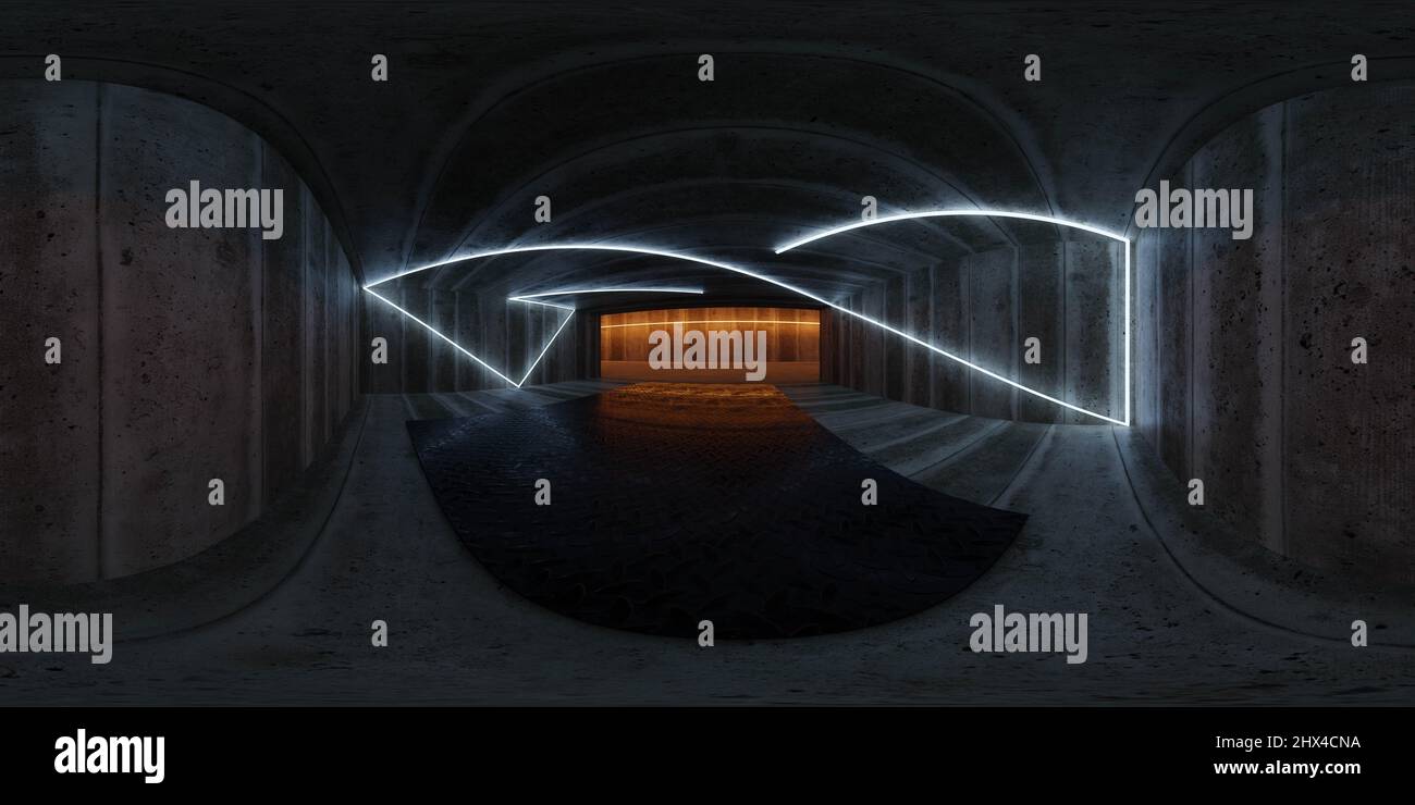 dark empty concrete industrial basement hall futuristic design with ...