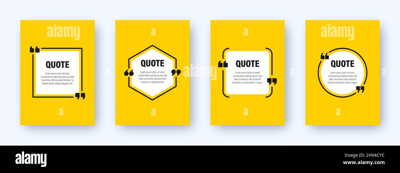 Set of modern yellow banners with quote frames. Speech bubbles with ...