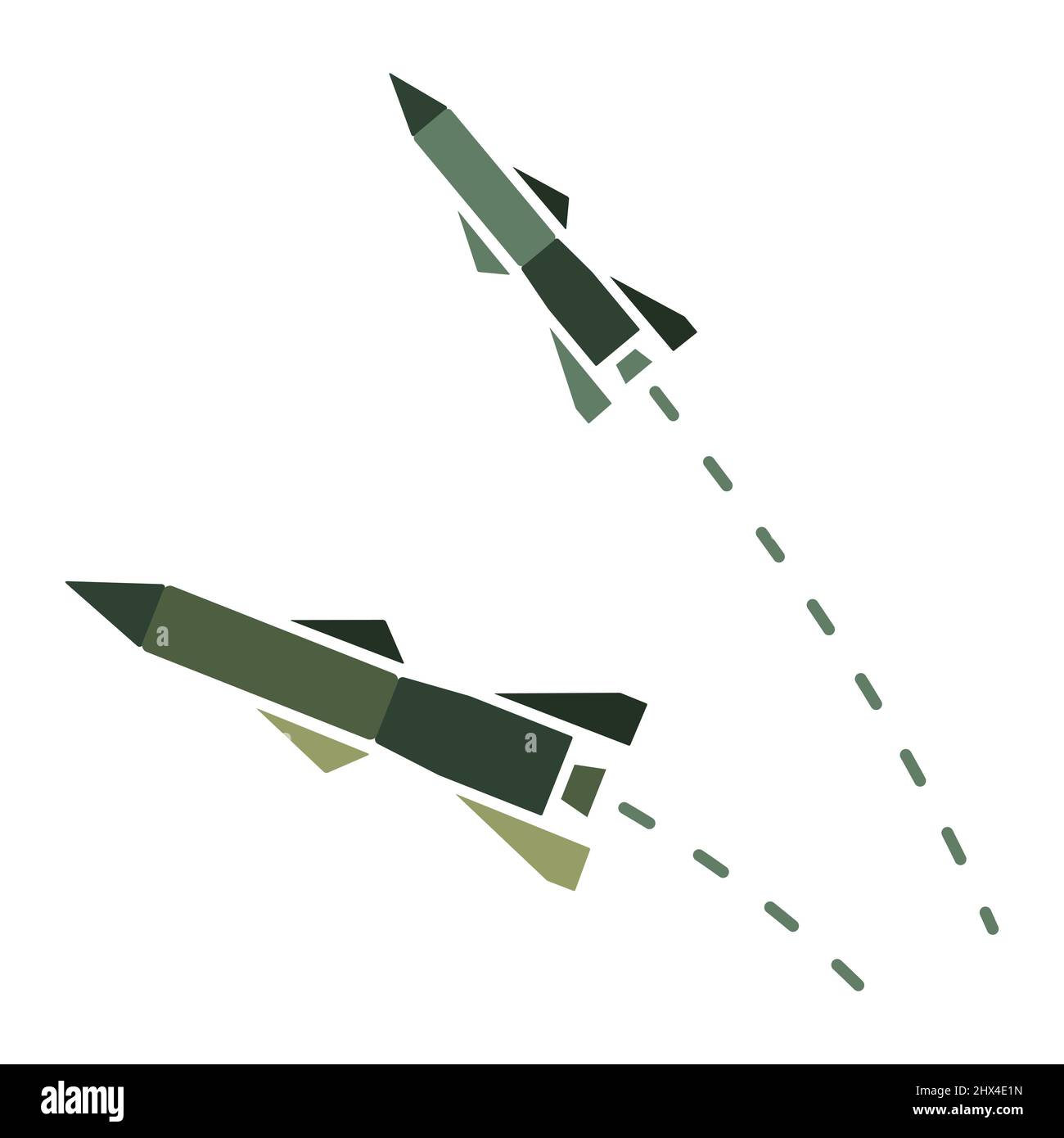Vector illustration of cartoon two rockets on white background Stock ...