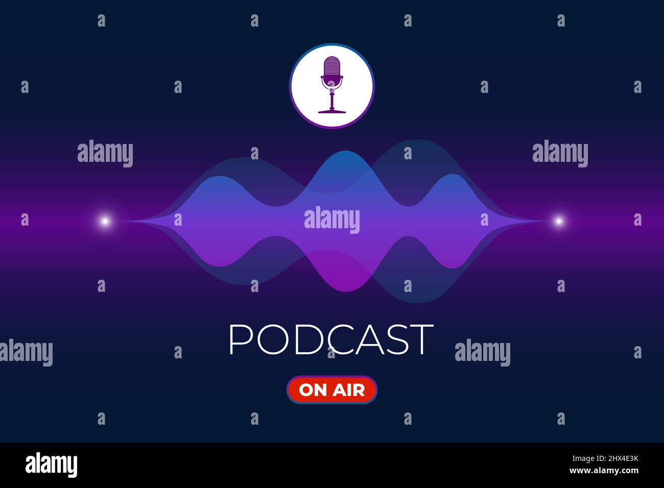 On air live streaming broadcast poster concept. Radio podcasting and ...