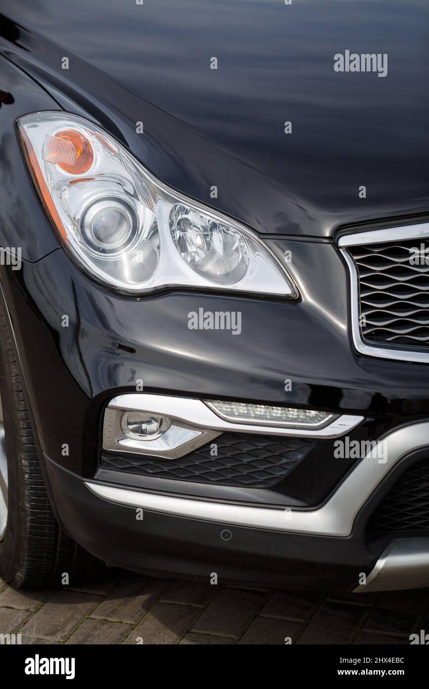 Headlight of a modern prestigious car close-up with modern optics Stock ...