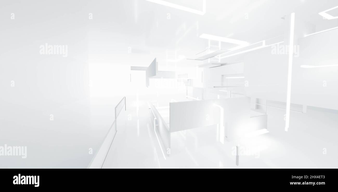 white minimalistic technology lights background abstract 3d render ...