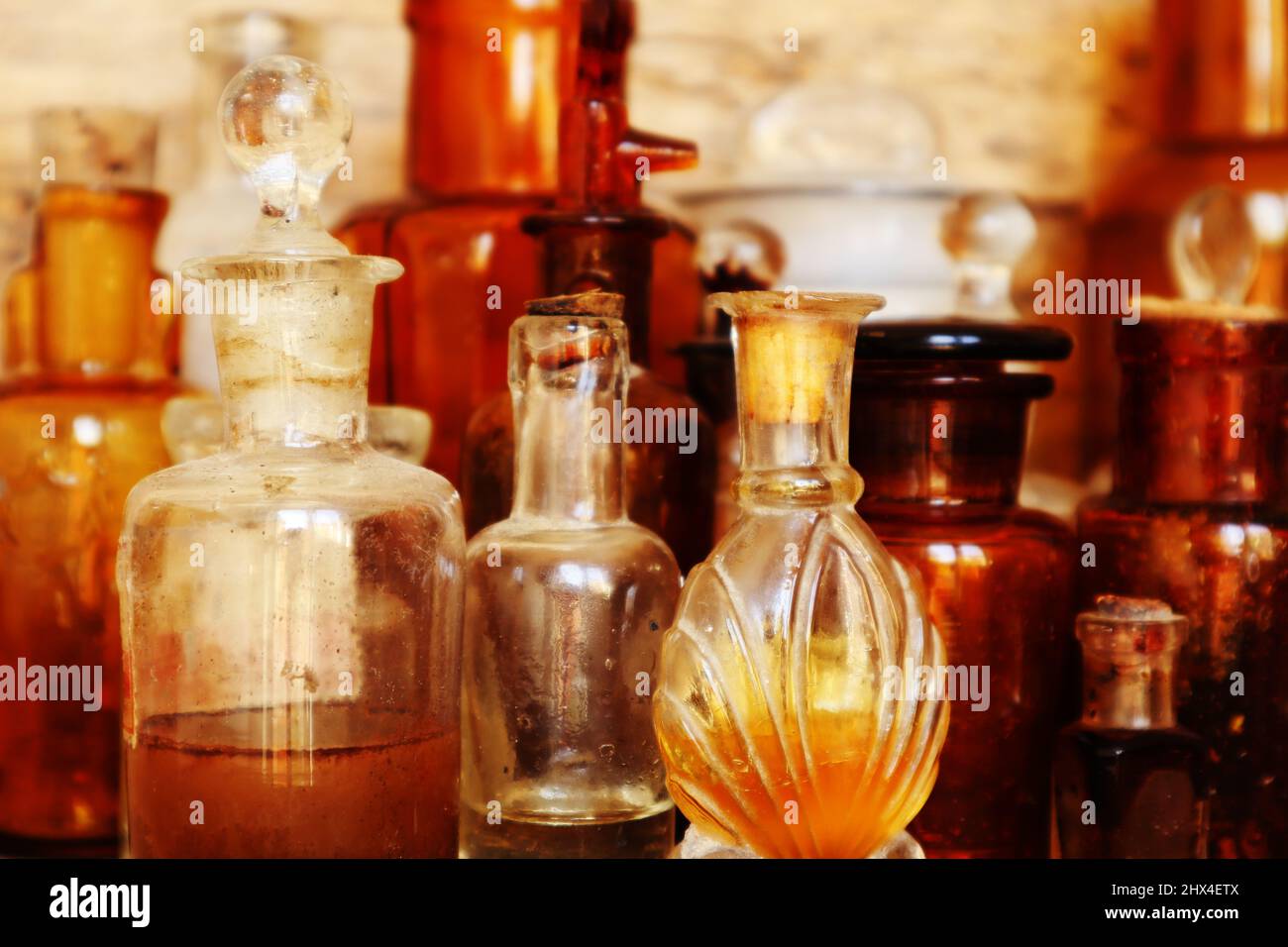 Antique Medicine Bottles, 1800s Victorian Era Stock Photo - Alamy