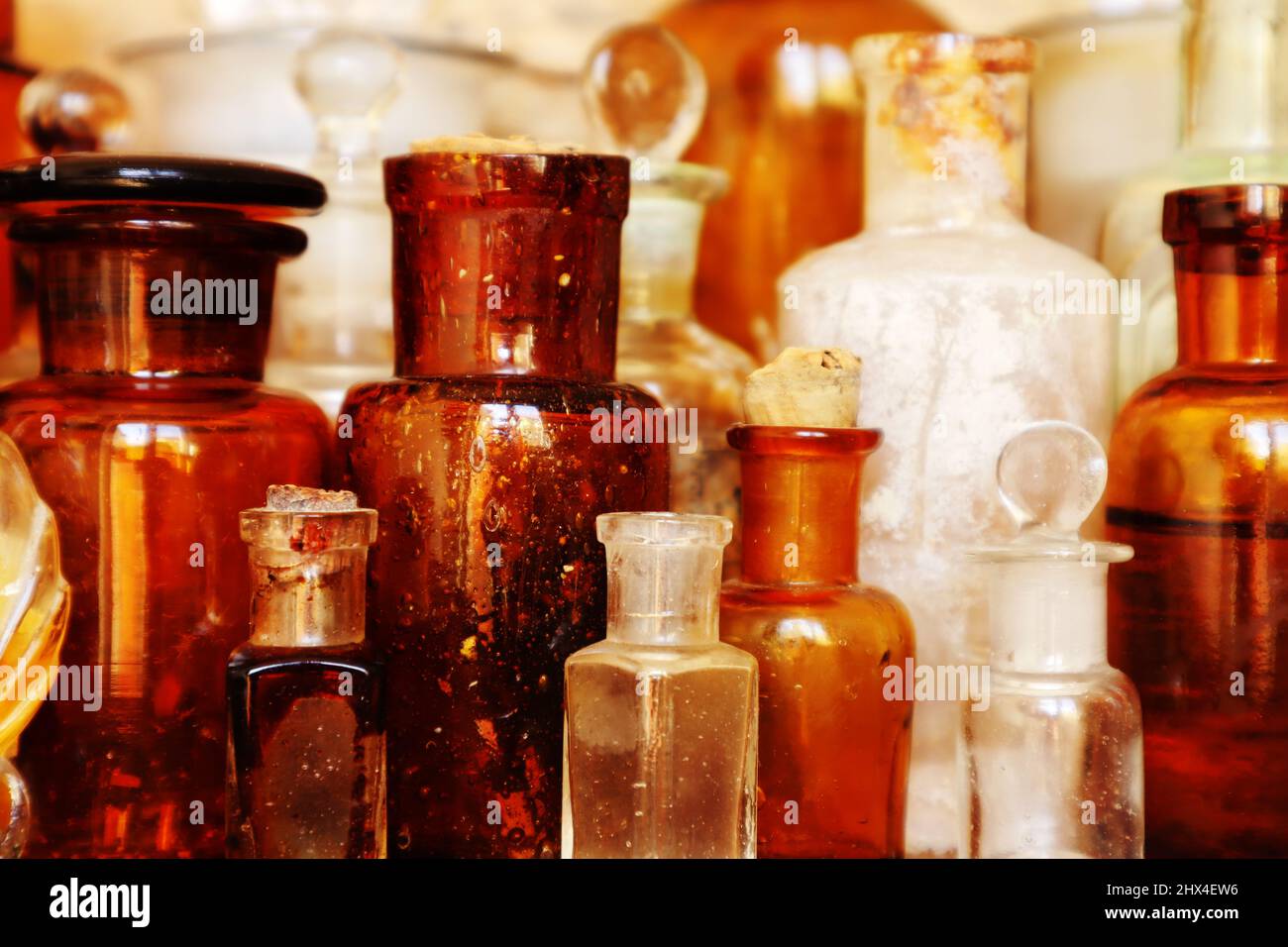Antique Medicine Bottles, 1800s Victorian Era Stock Photo - Alamy