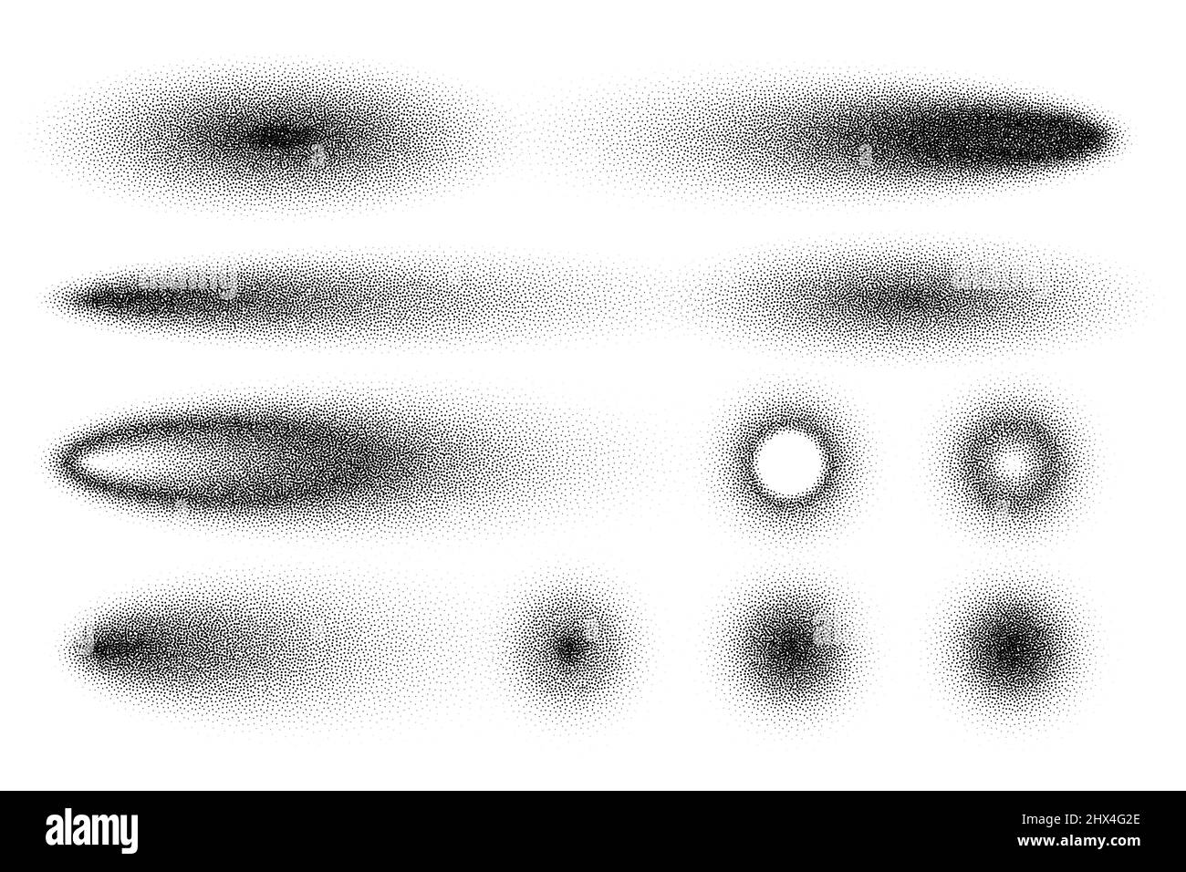 Stipple shadows set, dotted design elements. Fading gradient. Stippling ...