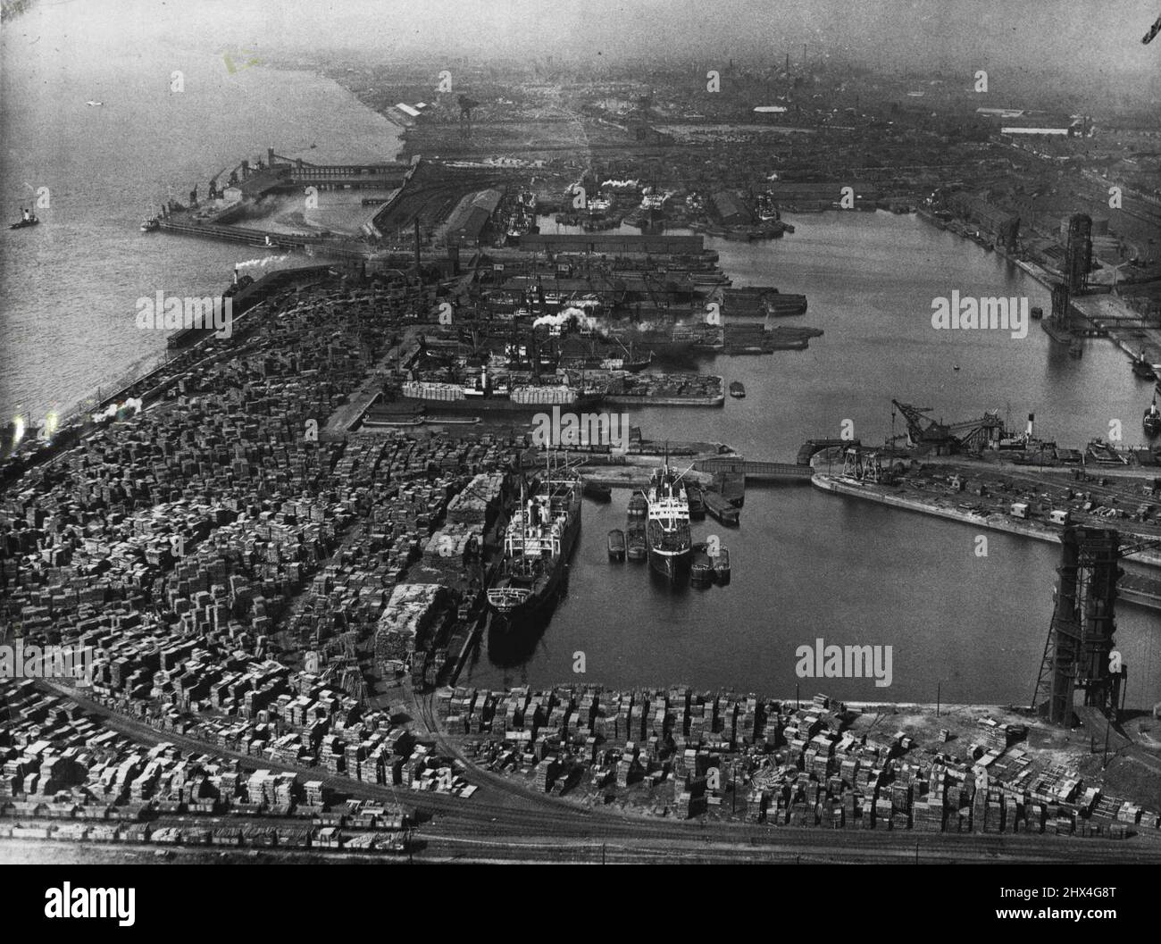 Hull Docks from ***** north east coast of England. A fine aerial view ...