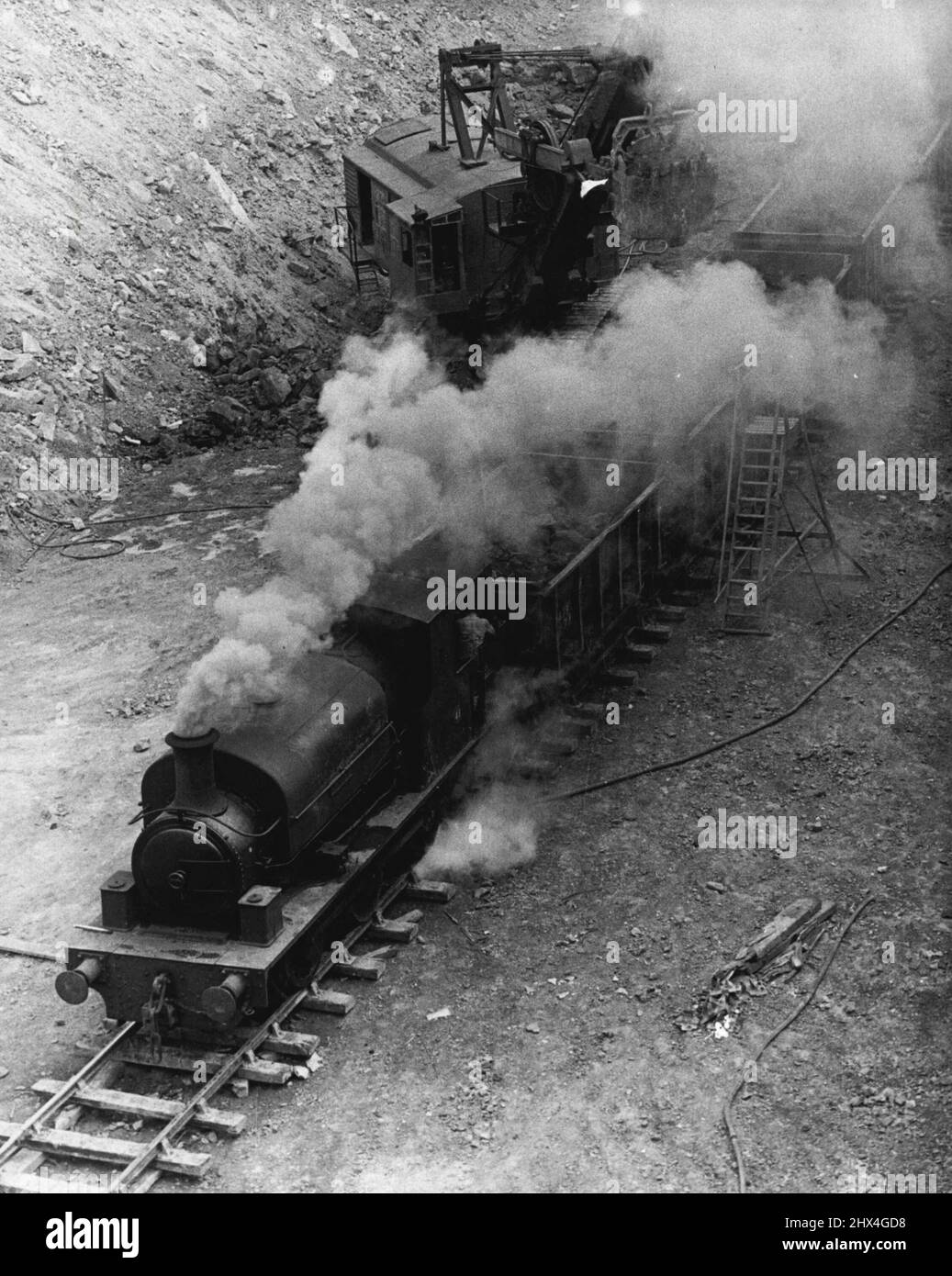 Blasting For Iron Ore: A Mine At Corby, Northants -- The train, loaded ...