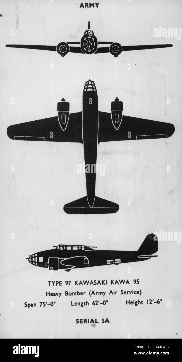 Type 97 Kawasaki Kawa 95 - Heavy Bomber (Army Air Service), Span 75'-0 ...