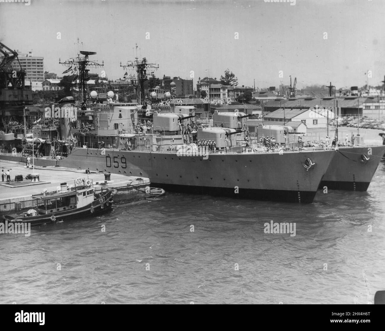 The Tribal class destroyers "Tobruk" and Anzac leaving the Capt. Cook ...