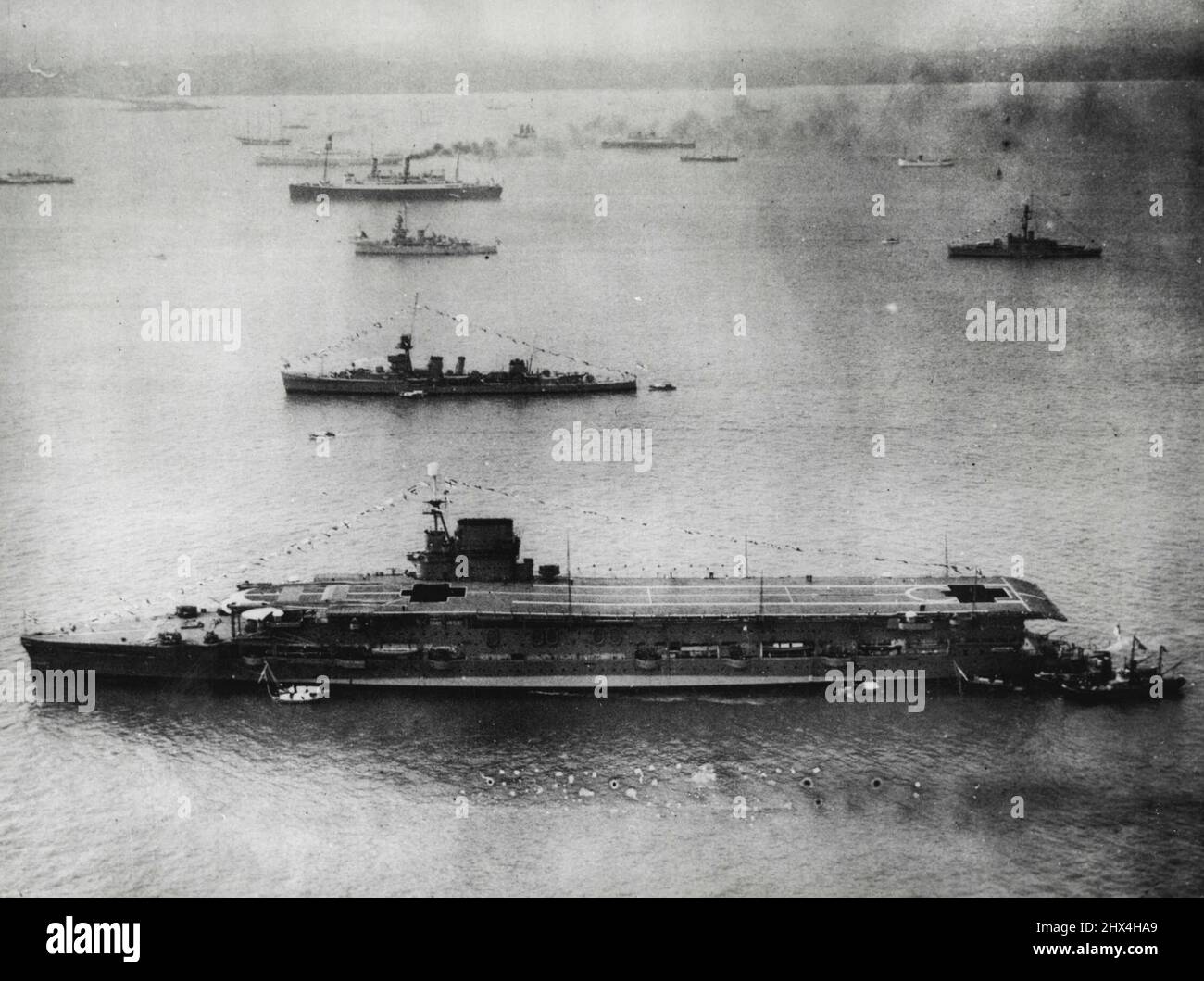 Fleet Assembles for King Naval Review at Spithead - An aerial view of ...