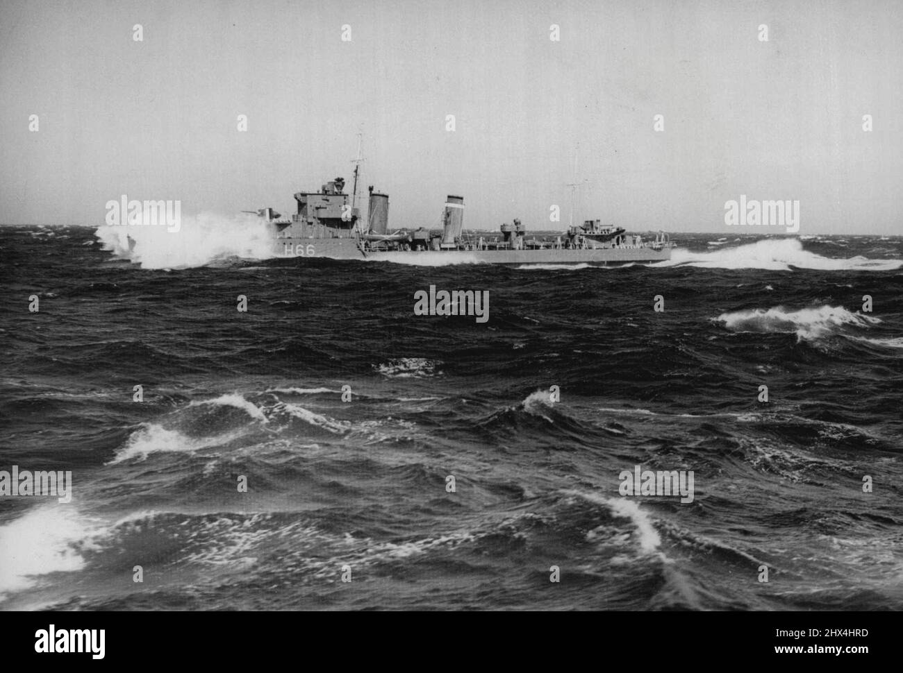Destroyers Plunges Through Rough Seas In Atlantic Manoeuvres: Her bows ...