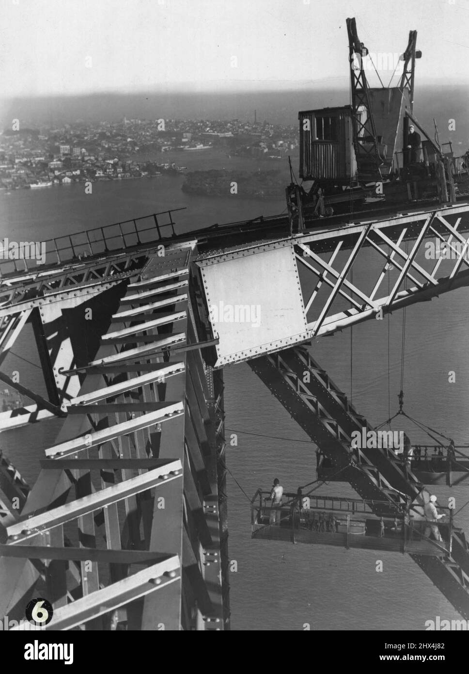 Bridge Series - The travelling crane moves the painters gantry up along ...